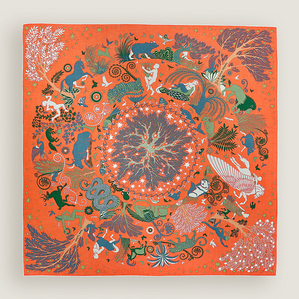 Sous le Charme d'Orphee shawl 140 - Orange | Hermès Hong Kong SAR