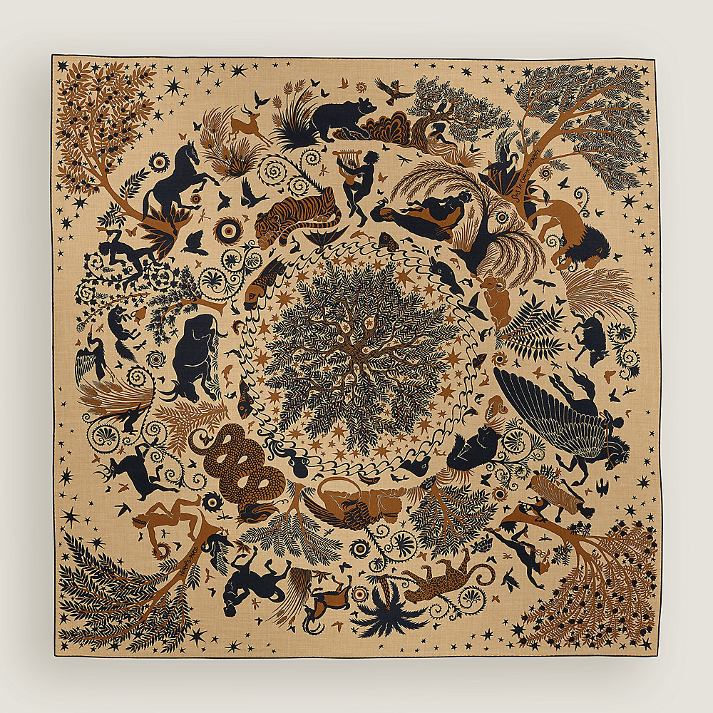 Sous le Charme d'Orphee shawl 140 - Brown | Hermès UK