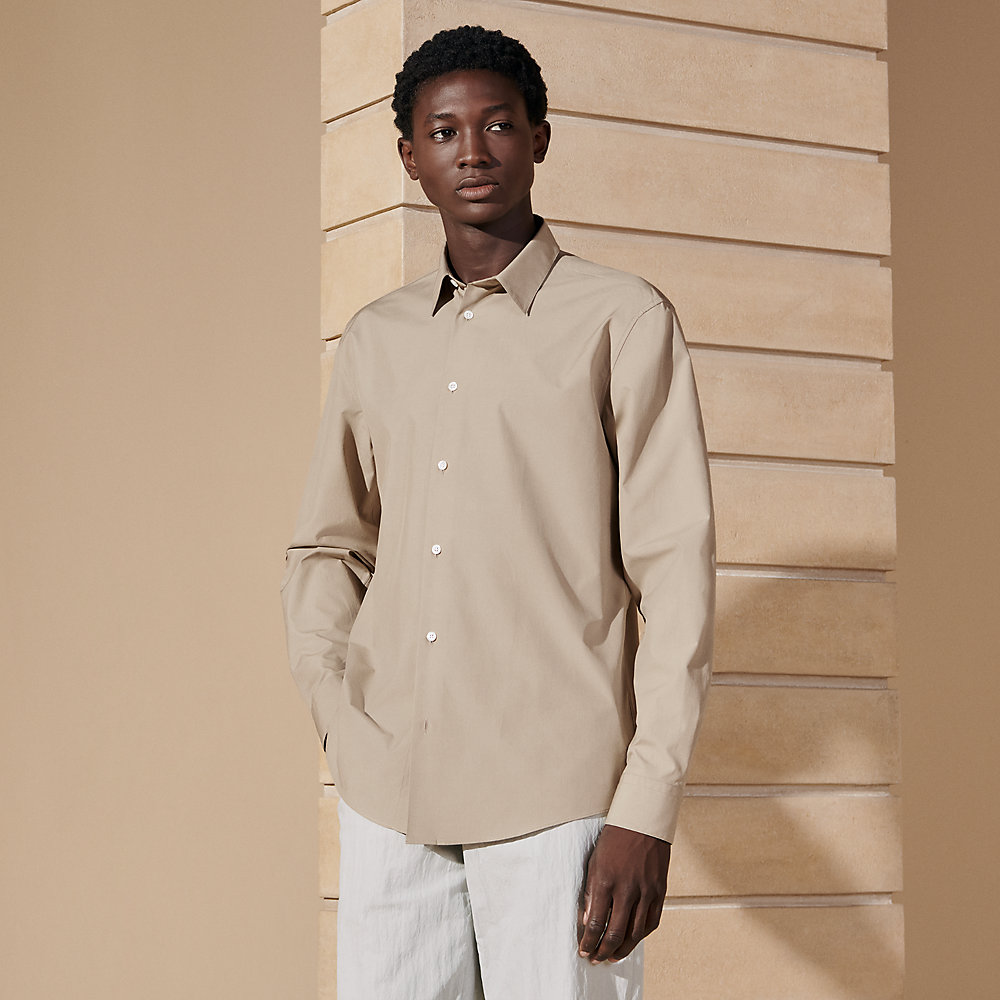 Sporty fit shirt with leather tab | Hermès Singapore