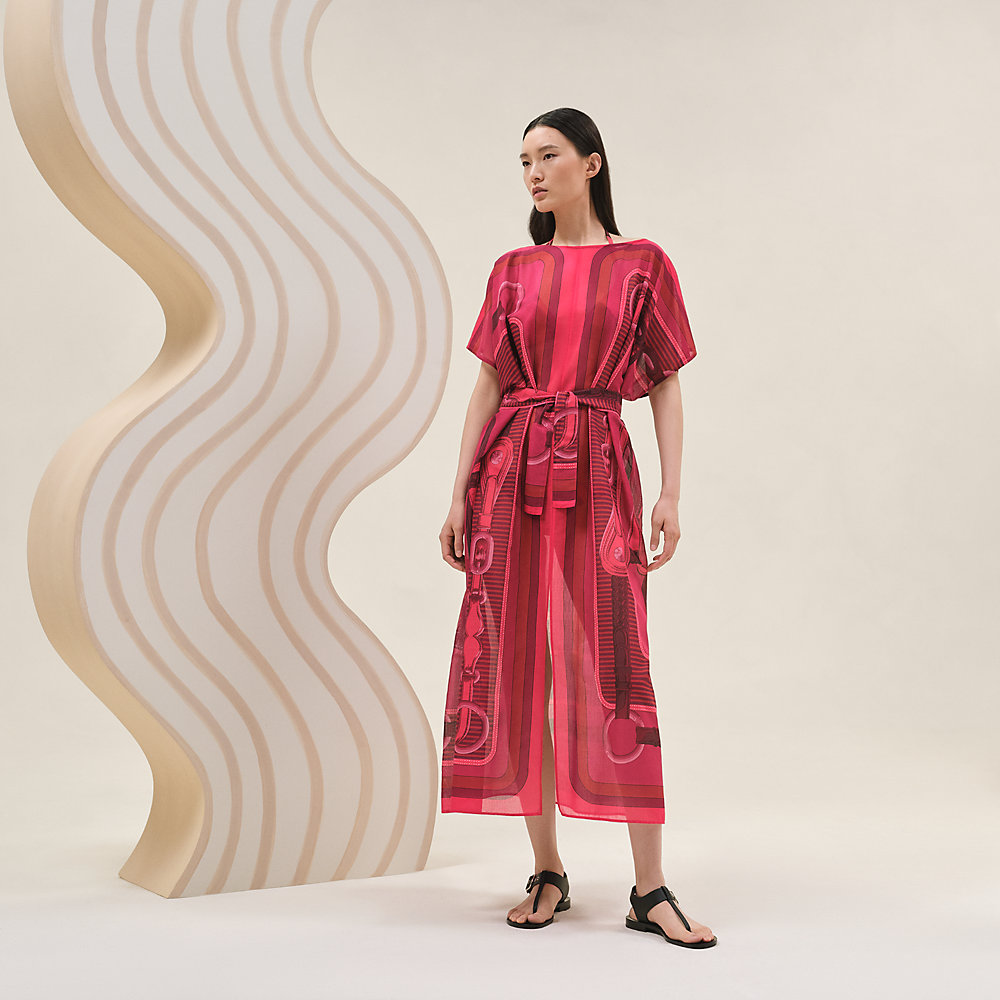 Strandkaftan mit "Coaching Remix Maxi"-Print | Hermès Österreich