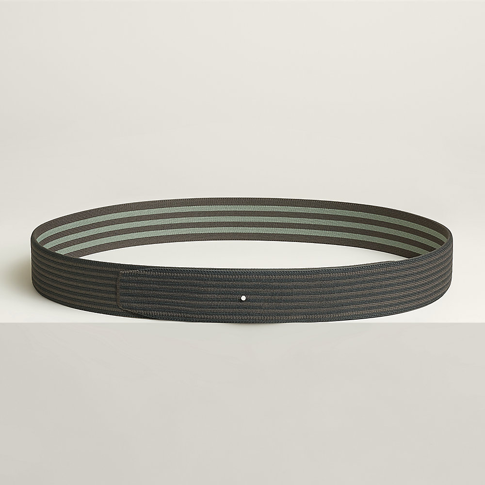 Stripes reversible band 38 mm - Green | Hermès USA