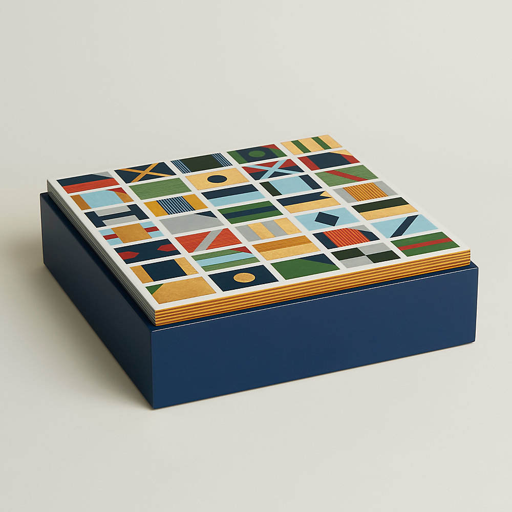 Theoreme Hippique Graphique box, large model - Blue | Hermès Thailand