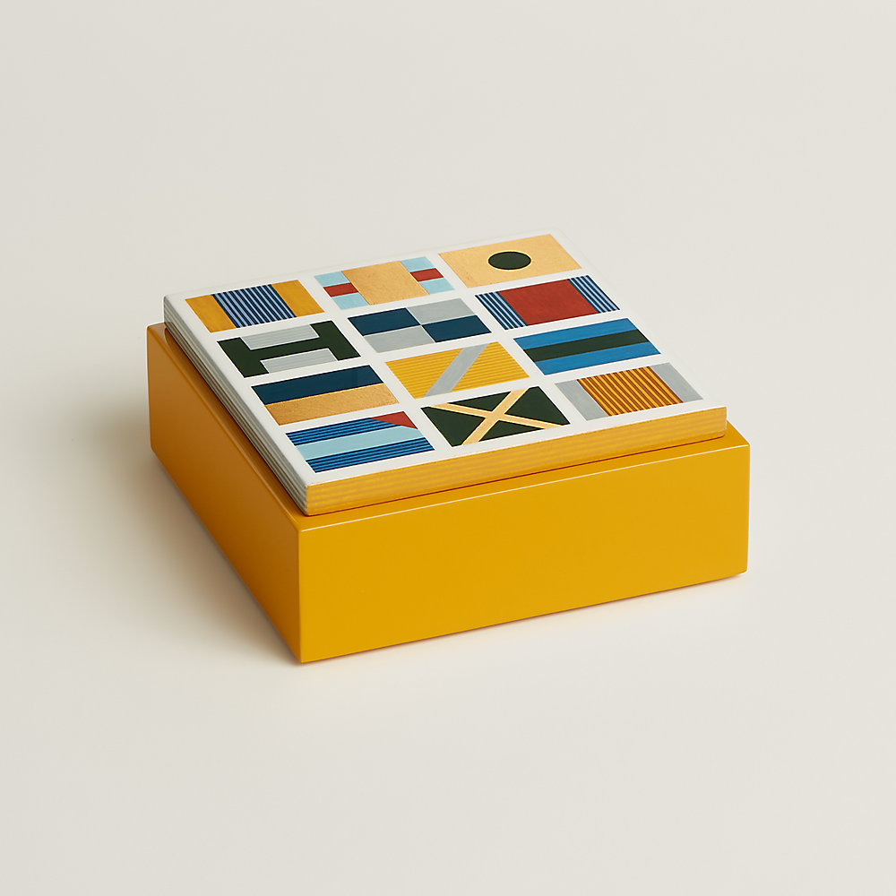 Theoreme Hippique Graphique box, small model - Yellow | Hermès Australia