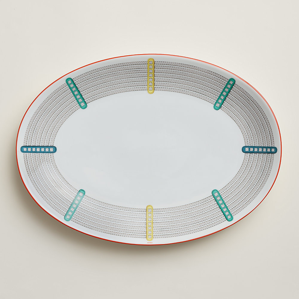Tressages Equestres oval platter, large model | Hermès USA