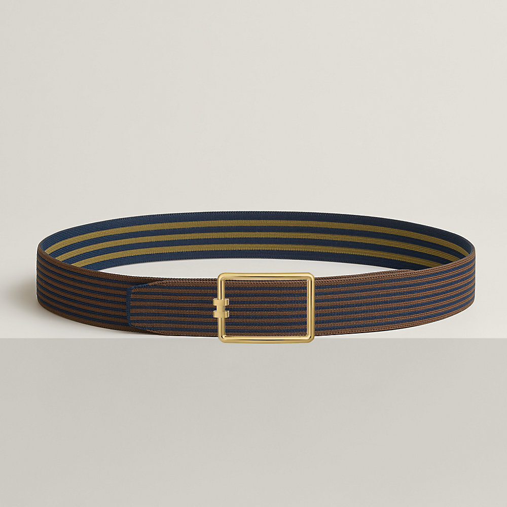 Tube H belt buckle & Stripes reversible band 38 mm | Hermès UK
