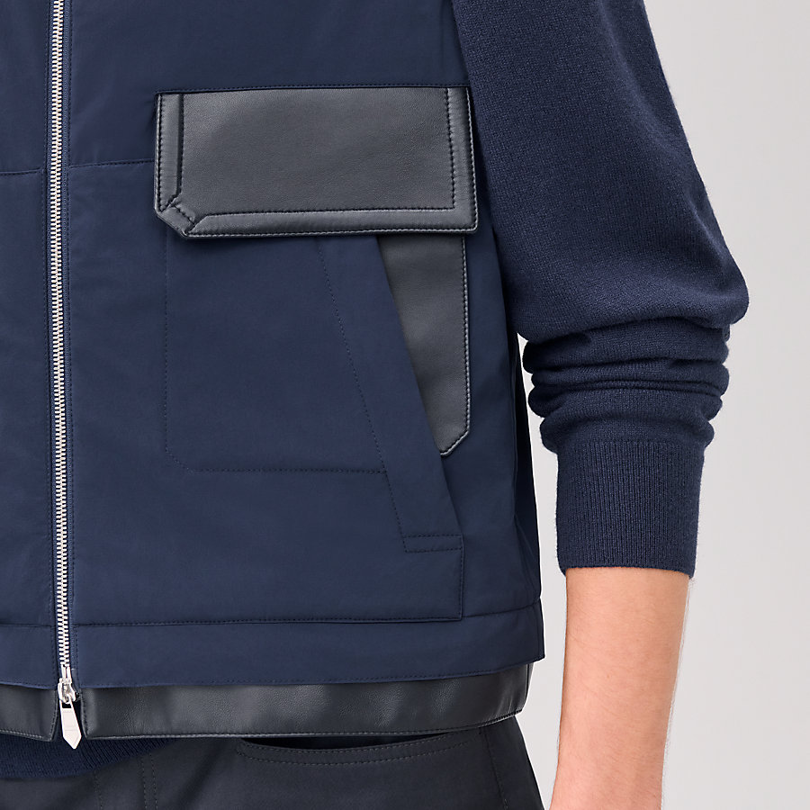 Vest with leather details | Hermès USA Vest with leather details | Hermès USA