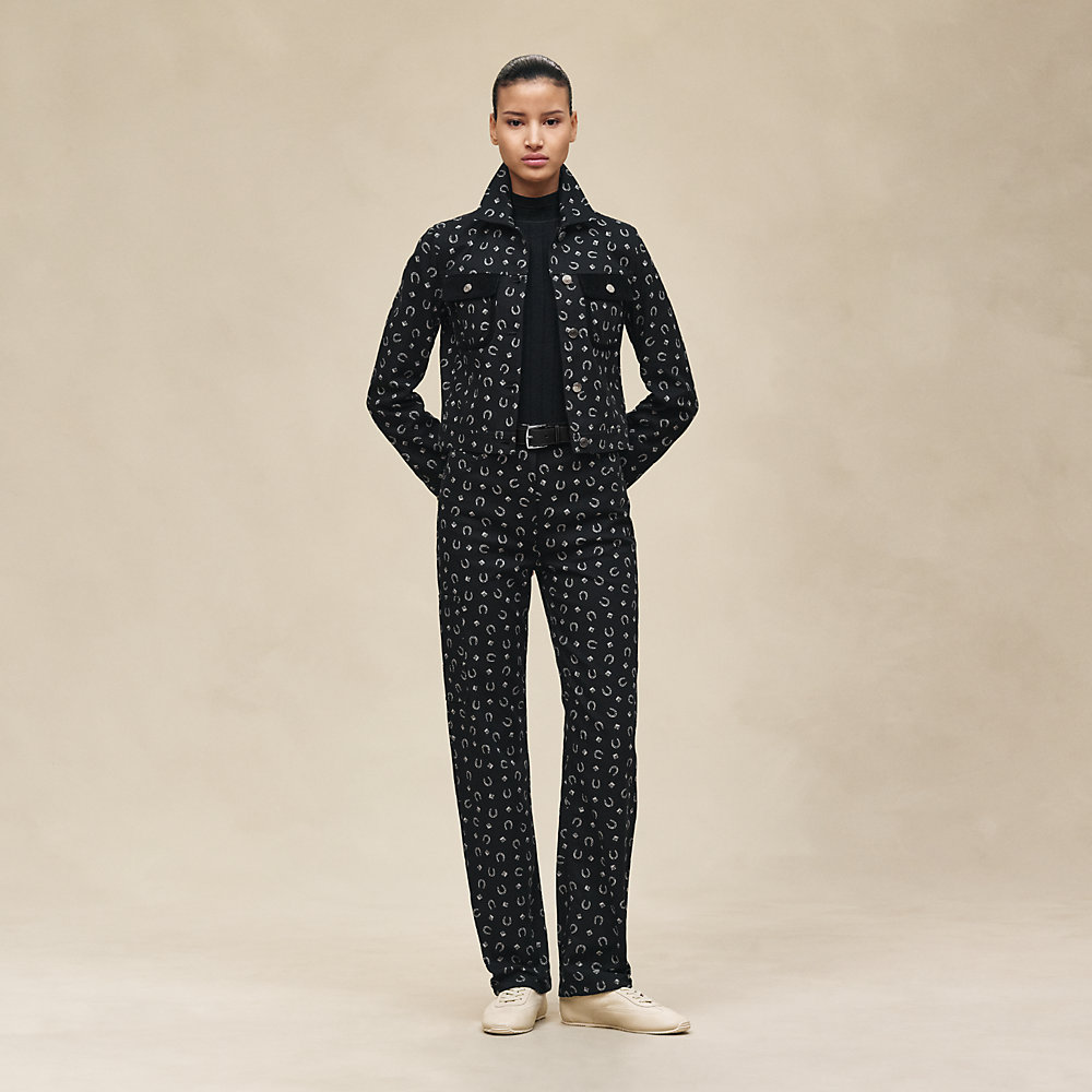 Veste Inspiration Denim imprimé « Porte-Bonheur Bandana » | Hermès France