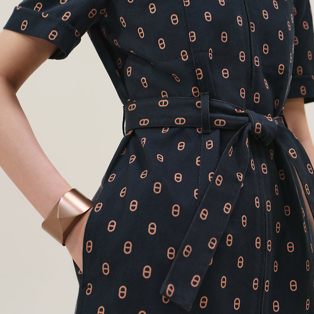 Vestido de inspiración denim con estampado "Chaîne d'Ancre" | Hermès España