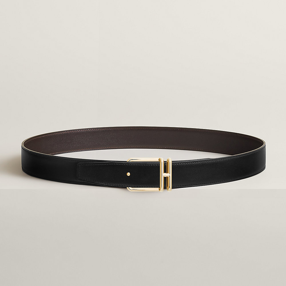 Volte-face reversible belt buckle & Reversible leather strap 32 mm ...
