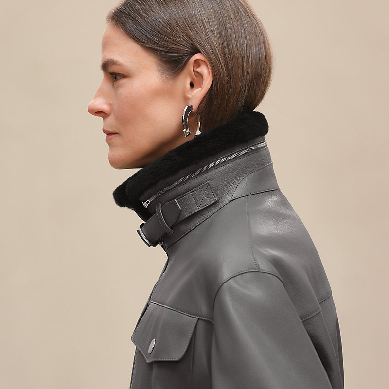 フーデッド・コート - グレー | Hermès - エルメス-公式サイト